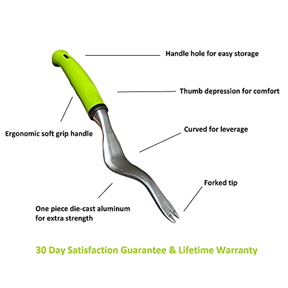 Garden Guru Hand Weeder Tool with Ergonomic Handle - Weed Puller for Planting, Weeding, Flower and Vegetable Care in Lawn Garden Yard | Rust Resistant