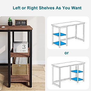 SINPAID Computer Desk 40 inch with 2 Shelves, Sturdy Home Office Desk with Large Storage Space, Modern Gaming Desk, Study Writing Laptop Desk(Brown,40 inch)