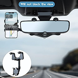 360°Rotatable and Retractable Car Phone Holder, Car Rearview Mirror Bracket, Multifunctional Adjustable Phone Holder, Universal Phone Navigation GPS Holder for All Mobile