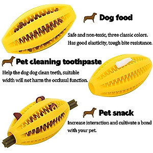 LKSTK 3 Pack Dog Toy Balls, 4.33” Interactive Rugby Dog Toys, Durable Dog Puzzle Rubber Ball Teeth Cleaning Dispensing Toy Nontoxic Bite Resistant Toy Ball for Small Medium Large Dogs