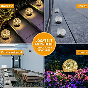HOFLYW Outdoor Decor Solar Lights Garden Lights Solar Globe Lights Solar Balls for Garden Pathway Lights Solar Garden Decor 3 Pack for Decorations Lawn (Medium 3 Pack, Warm White-3)