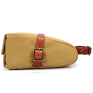 TOURBON Canvas and Leather Strap-On Bike Saddle Bag Bicycle Seat Pack Bag (Khaki)