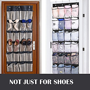MIIDNTLX Over the Door Shoe Organizer,Hanging Shoe Organizers for Closet Entryway Cabinet Door Hanger,Shoes Storage Stand Wall Holder,Space Saving Clear 24 Pocket Mesh Breathable Shoe Rack
