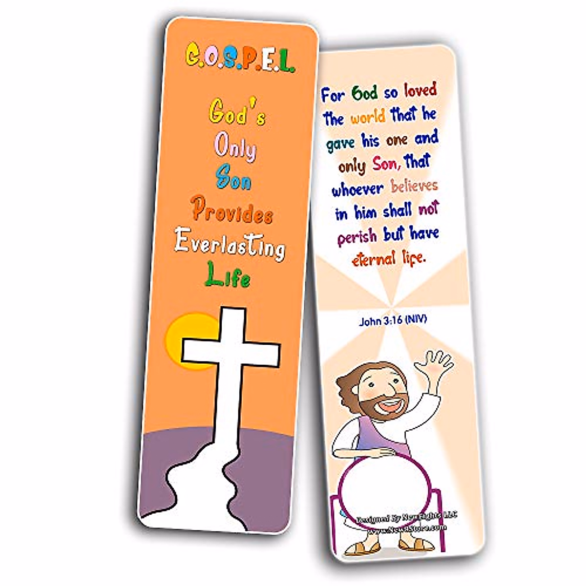 Christian Gospel Bookmarks for Kids (12 Pack) - Collection of Inspirational Bible Verses for Kids - Church Memory Verse Sunday School Rewards - Christian Stocking Stuffers Birthday Assorted Bulk Pack