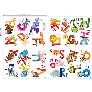 DECOWALL DS-8002 Animal Alphabet Kids Wall Stickers Wall Decals Peel and Stick Removable Wall Stickers for Kids Nursery Bedroom Living Room (Small) Decor