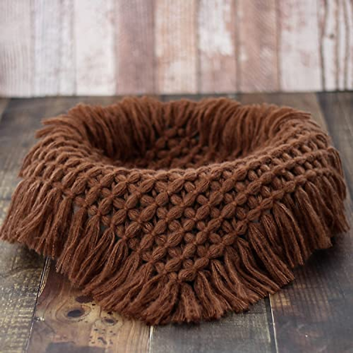 Zeroest Newborn Photography Baby Posing Layer Props Basket Filler Stuffer Mini Blanket Photoshoot HandKint Photo Wool Wrap (Coffee)