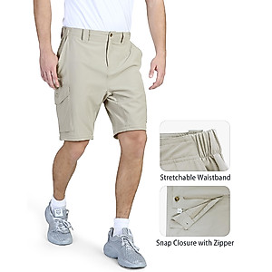 Outdoor Ventures Mens Hiking Pants Lightweight Quick Dry Convertible Pants, Stretch Zip-Off Cargo Pants for Travel Fishing Beige