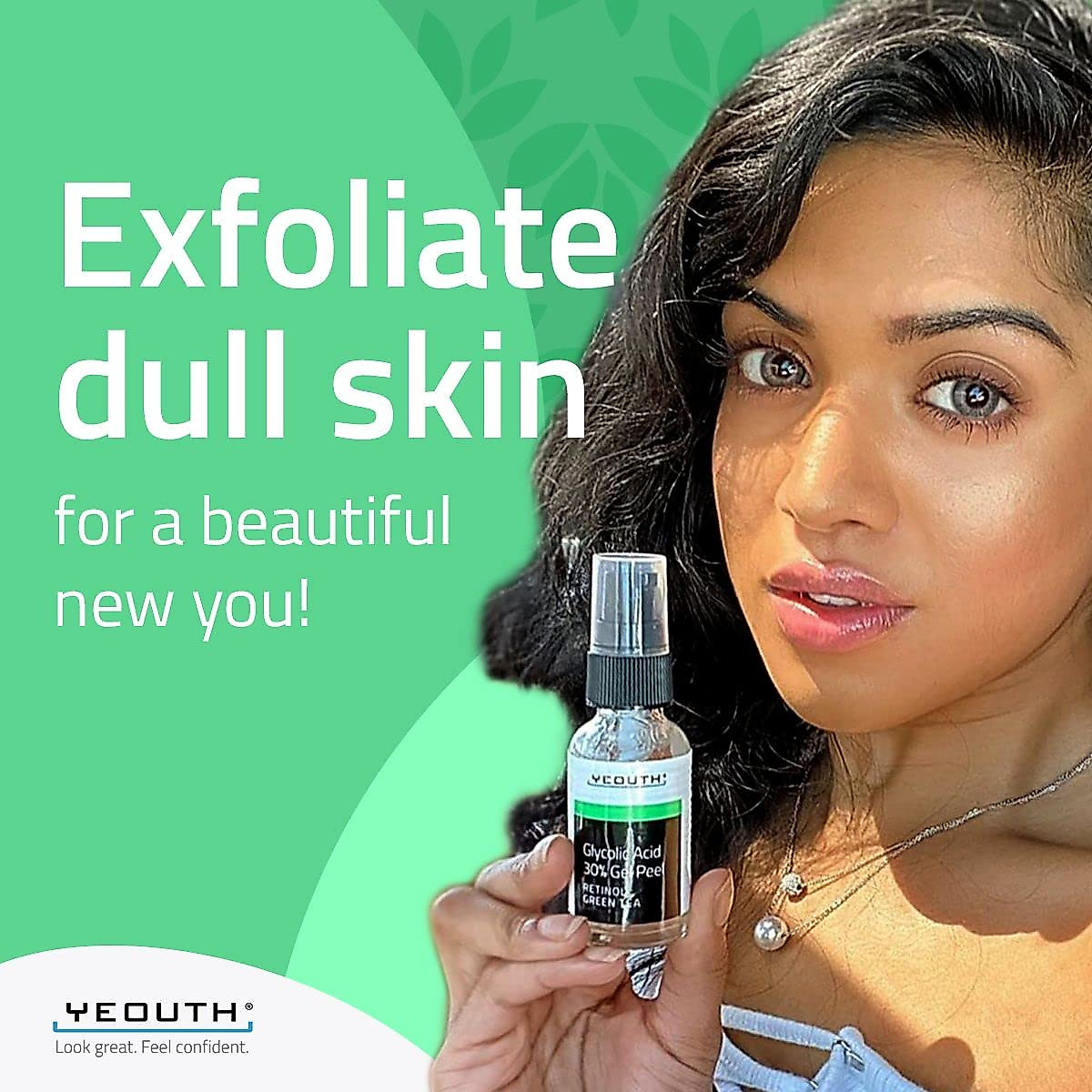 YEOUTH Glycolic Acid Peel for Face, At Home Exfoliator Aha 30% Glycolic Acid Face Peel with Retinol, Designed to Refresh & Smooth the Appearance of Skin 1oz