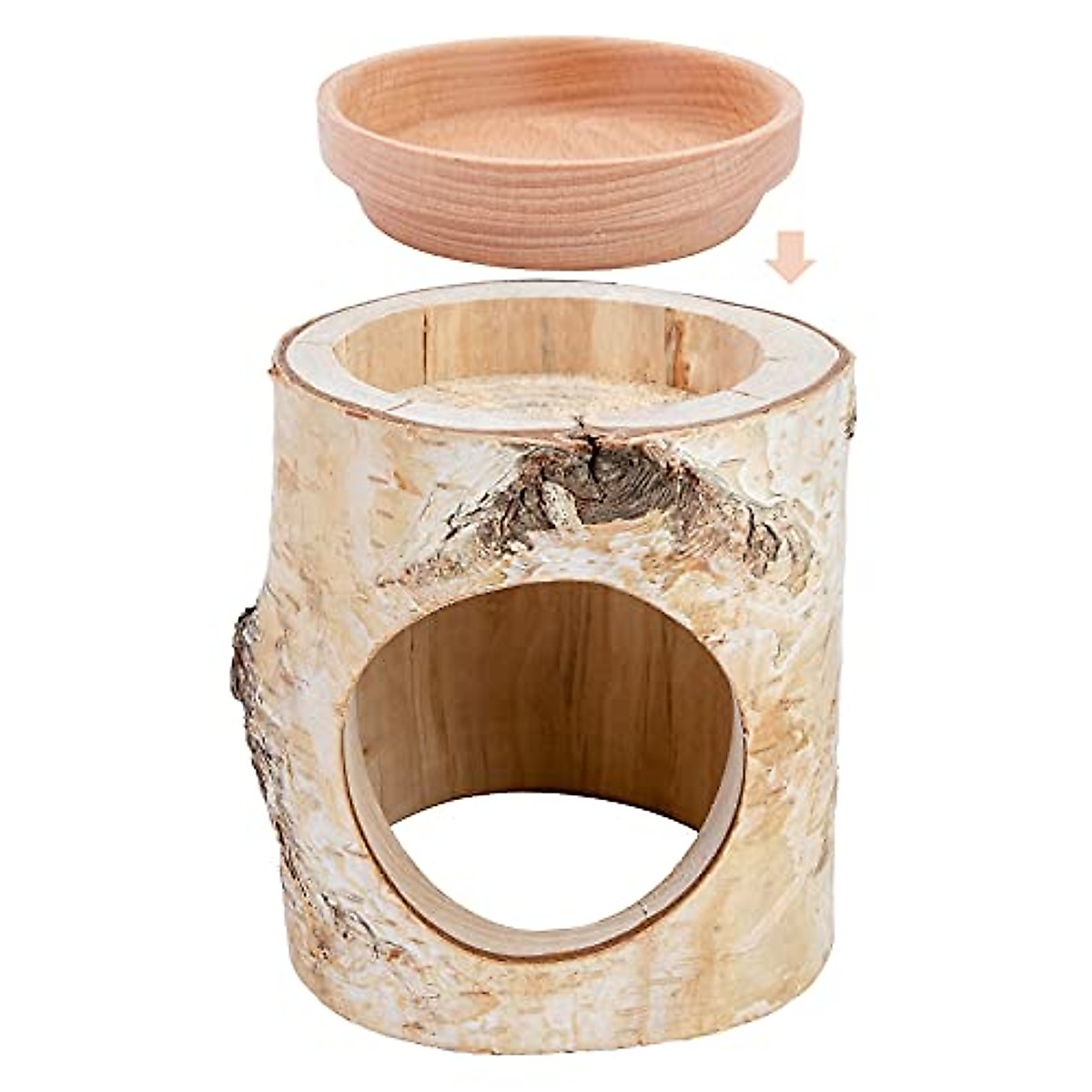 Niteangel Hamster Hideout Tree Trunk Tunnel for Dwarf Syrian Hamsters Gerbils and Small Animals (Tunnel Hideout w/Bowl)