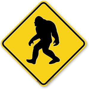 SmartSign 18 x 18 inch Sasquatch Bigfoot Crossing Metal Sign, 80 mil Aluminum, 3M Laminated Engineer Grade Reflective Material, Black and Yellow, Made in USA