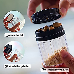Horns Bee Herb Grinder Containers - Multipurpose Metal Spice Mill with Stash Jar, All-in-One Air Tight Sealable Containers, 2.2'' Sharpstone Grinder, with Accessories and Carrying Pouch