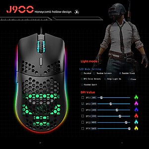 FELICON Portable one Handed Gaming Mechanical Keyboard and Mouse Combo, RGB Backlit Wired Gaming Left Handed and Up to 6400DPI Honeycomb Shell Mouse for PC Laptop Computer