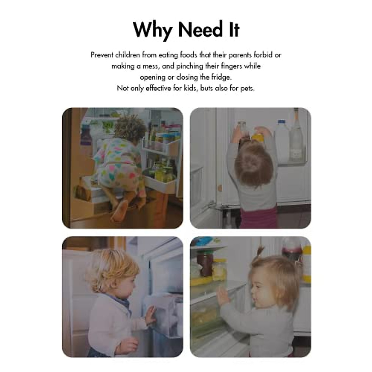 Refrigerator Lock, Ideal for Child Proof Fridge Lock and Freezer Door Lock, Easy to Install and Use Fridge Locks for Kids no Tools Need or Drill