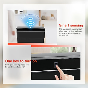 PayLessHere 13 Gallon 50 L Trash Can with Lid Plastic Kitchen Trash Bin Automatic Touch Free Motion Sensor Trash Can (1, Black)