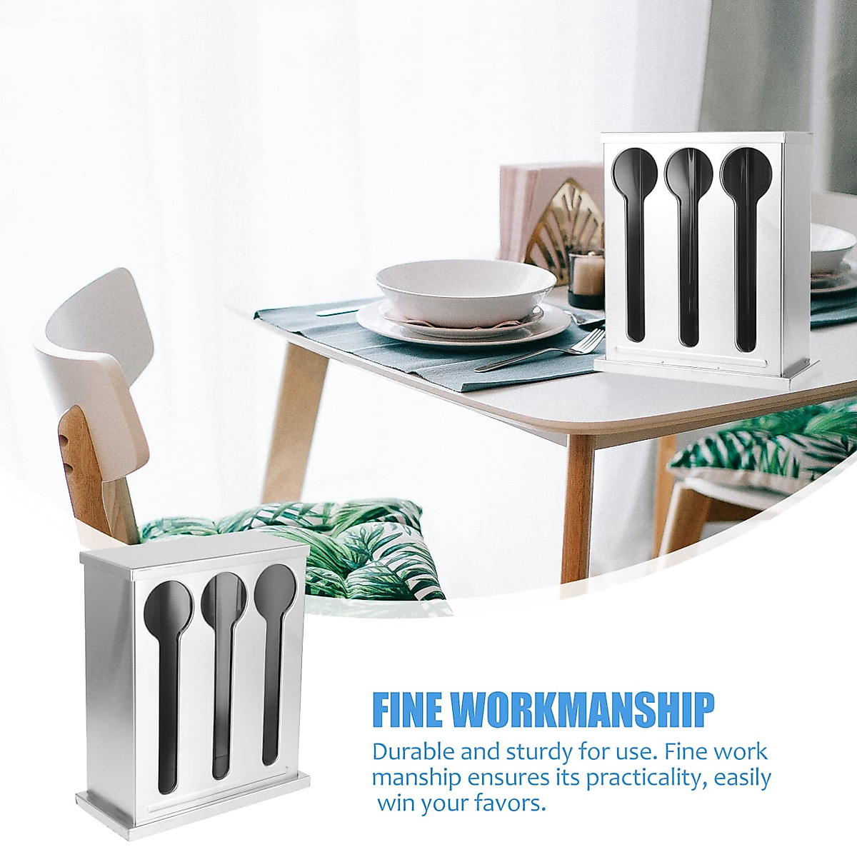 UPKOCH Utensil Dispenser 3 Compartment Stainless Steel Cutlery Organizer Silverware Holder Caddy Forks Spoons Knives Flatware Dispenser for Restaurant Kitchen