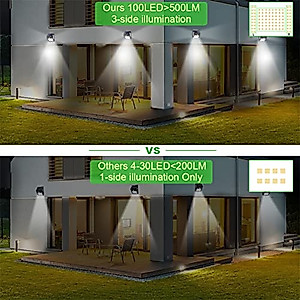 RXF LED Solar Light Outdoor Solar Garden Lamp PIR Motion Sensor,3 Working Modes Solar Wall Light with IP65 Waterproof Safety Light, Suitable for Courtyard Garage Deck,2pcs