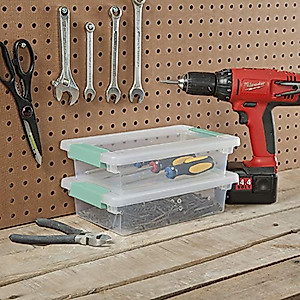 Sterilite 19618606 Small Clip Box, Clear Lid & Base w/Colored Latches