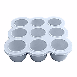 KingKam Baby Food Storage Container - 9x2.5oz Silicone Freezer Tray with Clip-on Lid - Oven & Dishwasher Safe - Easy-Out Portions, 100% Food Grade Safe