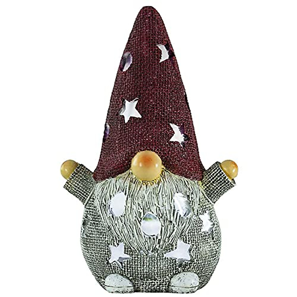 Jy.Cozy Garden Gnome Statue - Resin Dwarf Figurines Solar Led Lights, Outdoor Spring Decorations for Patio Yard Lawn Porch, Handmade Ornament Gift