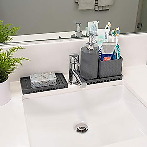 NIUHOM 2 Pcs Kitchen Soap Tray, Kitchen Sink Tray, Self Draining Silicone Dish Soap Holder, Soap Tray for Kitchen Sink Bathroom, Sink Caddy Organizer for Soap Bottle, Sponge, Scrubber, Soap Dispenser