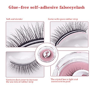 Reusable Self Adhesive Eyelashes, Eyelashes Fluffy Natural Look No Glue Needed, False Lashes Natural Look and Waterproof,Reusable False Lashes Easy put on,False Eyelashes Gift for Women Girls