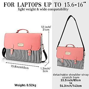 Kamlui Laptop Bags for 15.6-Inch Women Computer Bag PU Leather Waterproof Carrying Cute Work Shoulder Messenger Laptop Sleeve Case for, Macbook Pro Air HP Lenovo Dell