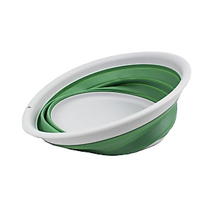 SAMMART 7.5L (1.98 Gallon) Collapsible Tub - Foldable Dish Tub - Portable Washing Basin - Space Saving Plastic Washtub (Light Grey/Dark Sea Green (Set of 2))