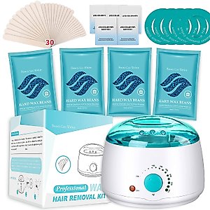 Waxing Kit for Women Men, LEMONTRA Wax Warmer with Hard Wax Beads for Hair Removal, Wax Kit for Brazilian Bikini, Home Wax Machine for Eyebrow, Leg, Armpit, Facial