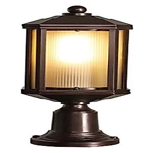 BytheM Wall Lamp Vintage Outdoor Art Decoration LED Post Light,Aluminum Glass Shade Pillar Lights, Outside Yard Garden Antique Landscape Lighting