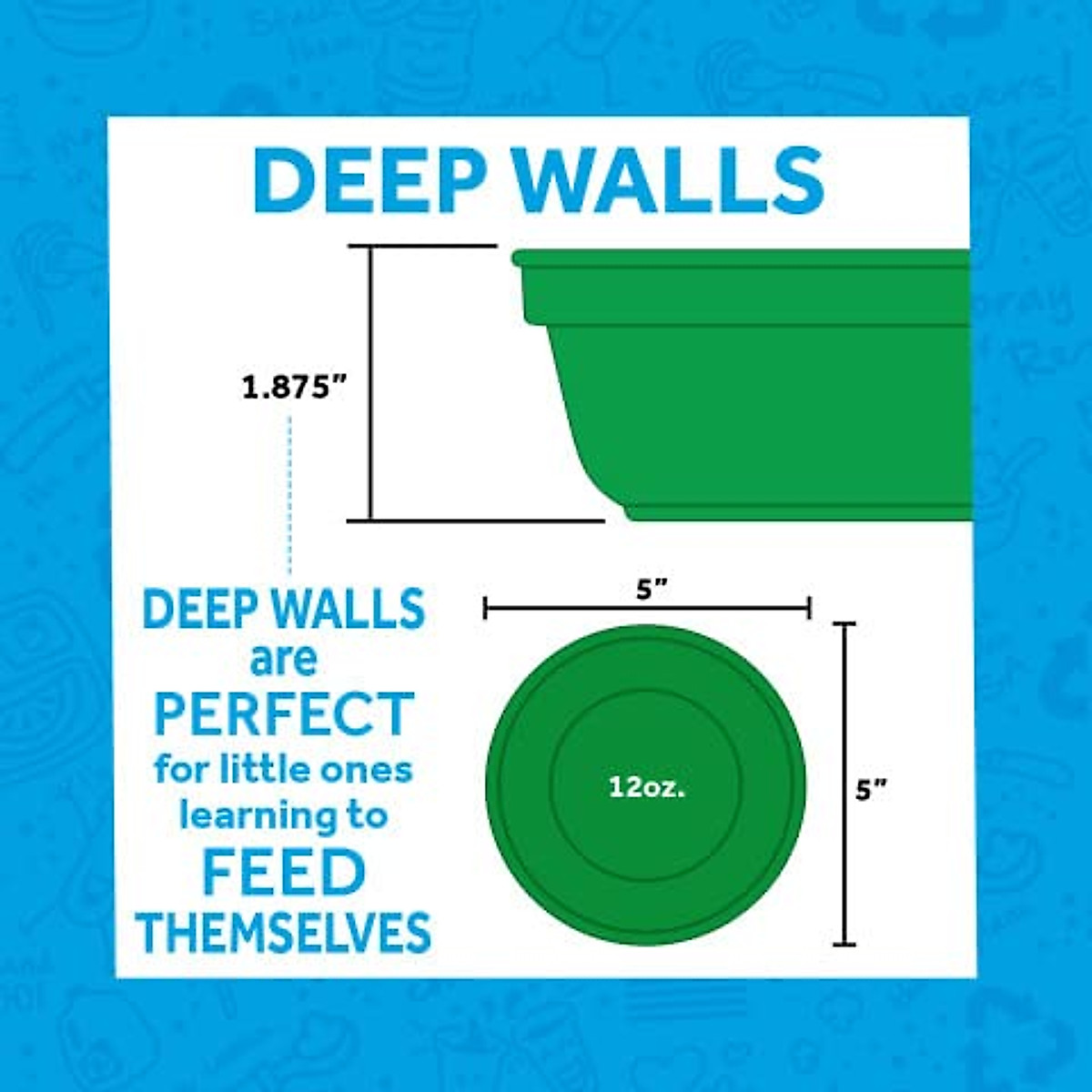 Re-Play Made in USA 12 Oz. Reusable Plastic Bowls, Pack of 4 Without Lid - Dishwasher and Microwave Safe Bowls for Snacks and Everyday Dining - Toddler Bowl Set 5.75" x 5.75" x 2", Preshool