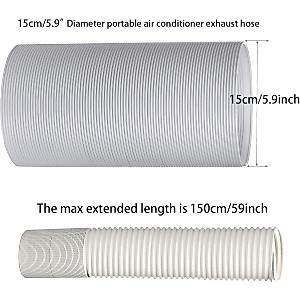 Portable AC Window Kit with 5.9” Exhaust Hose for Sliding Window, Adjustable Air Conditioner Window Vent Kit for Ducting AC Seal Panel for Horizontal&Vertical Window
