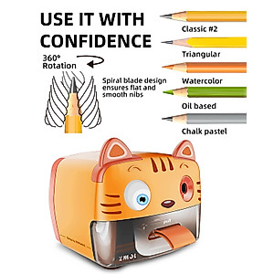 ZMOL Electric Pencil Sharpener,Heavy Duty Pencil Sharpeners for School and Classroom,Cute Automatic Pencil Sharpener Plug in for Kids,Auto-Stop Feature for No.2 and Colored Pencils