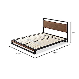 ZINUS Suzanne 37 Inch Bamboo and Metal Platform Bed Frame / Solid Steel Construction / No Box Spring Needed / Wood Slat Support / Easy Assembly, Chestnut Brown, Full
