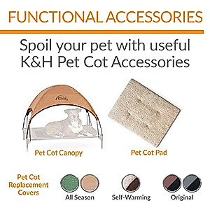 K&H PET PRODUCTS Original Bolster Pet Cot Elevated Pet Bed with Removable Bolsters Charcoal/Black Mesh Small 17 X 22 X 7 Inches