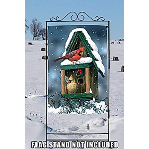 Toland Home Garden 100558 Cardinals In Snow Winter Flag 28x40 Inch Double Sided Winter Garden Flag for Outdoor House Flag Yard Decoration