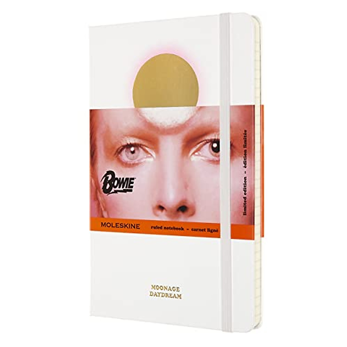 Moleskine Limited Edition David Bowie Notebook, Hard Cover, Large (5" x 8.25") Ruled/Lined, White, 240 Pages