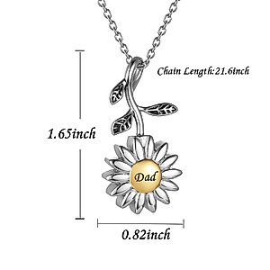 Gisunye Sunflower Cremation Jewelry for Ashes for women Keepsake Stainless Steel Memorial Pendant Cremation Urn Necklace for Human Ashes (SF-Dad)