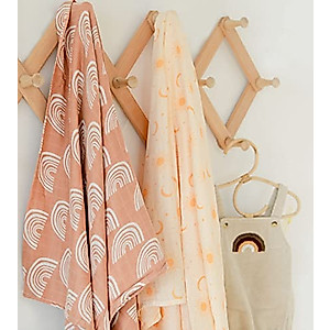 Little Jump 2 Pack (Rainbow & Sunshine) Swaddle Blanket, Silky Soft and Breathable Muslin Blankets for Girls & Boys, Baby Receiving Swaddles, Rainbow Boho Baby Essentials for Neutral (2 Pack)