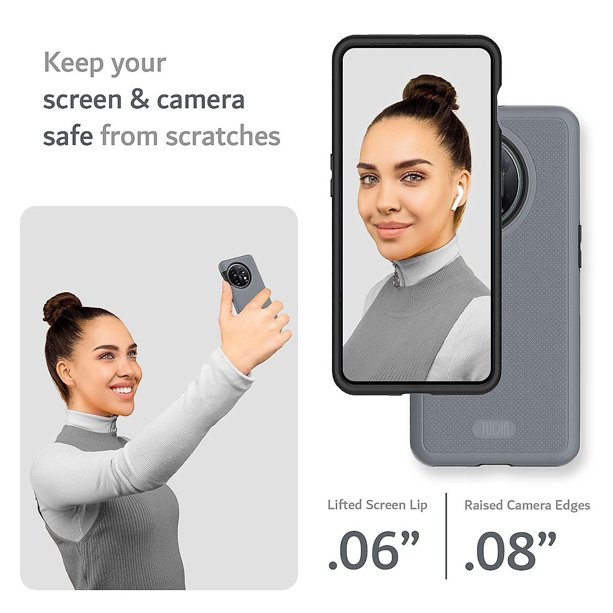 TUDIA DualShield Grip Designed for OnePlus 11 Case 5G (2023), [MergeGrip] Dual Layer Shockproof Slim Military Grade Non-Slip Tough Heavy Duty Protective Phone Case Cover - Gray