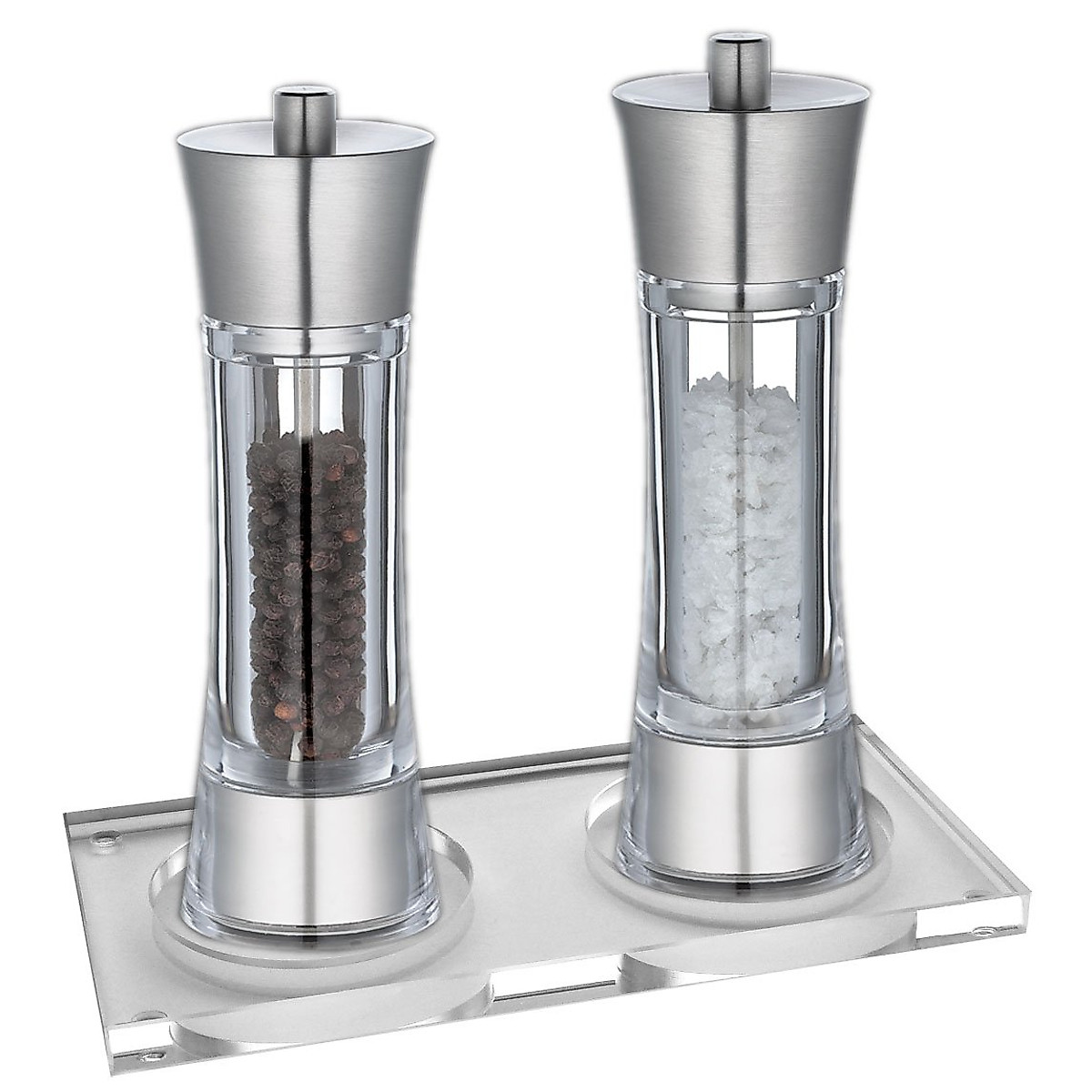 Stand / Tray for Pepper- & Salt Mill Set, Acrylic Glass (without Mills!)