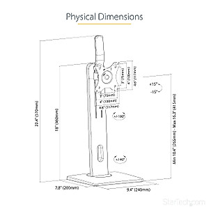 StarTech Monitor Stand, 22.4"x7.9"x9.4", Black