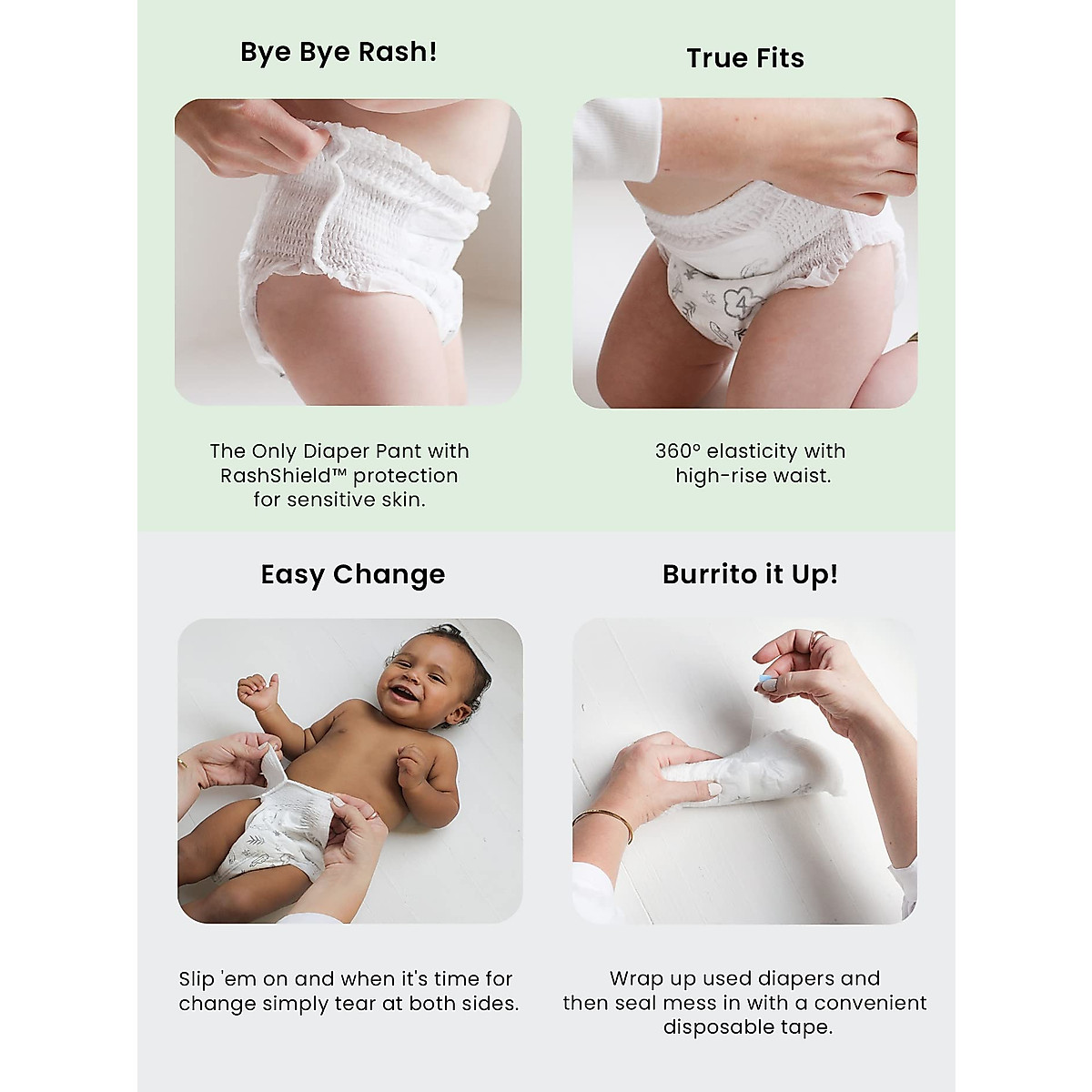 Parasol Clear+Dry™ Diaper Pants | Natural Training Diaper | Pure Ingredients, Water Based Ink, Non-Woven Fabric with Dermatest Excellent Seal | Rash Protection Diaper Set, Size 5 (26+ lbs.) 24 Count