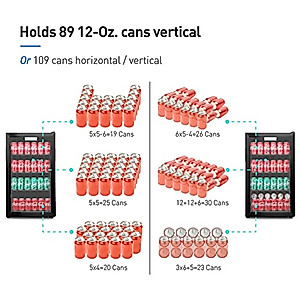 Commercial Cool Beverage Cooler, 3.6 Cu. Ft. Capacity, Drink Fridge with 3 Adjustable Shelves & Temperature Control, Mini Beverage Fridge Holds up to 109 Cans