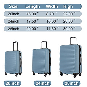 Travelhouse Amalodie Hardshell Upright Spinner Wheel Suitcase Set PP ABS, Lightweight Checked Carry-On Luggage 3-Piece Set with Spinner Wheels TSA Locks 20" 24" 28" (Jet blue)