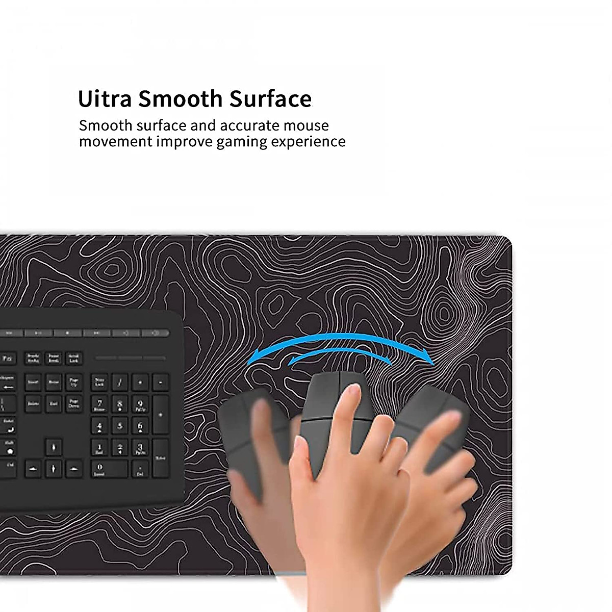 AQQA Large Mouse Pad Mat (35x17 in) Extended XXXL Gaming Mouse Pad with Non-Slip Rubber Base,Background Topographic Map Lines Contour Geographic for Gaming Office Laptop Computer Men Women