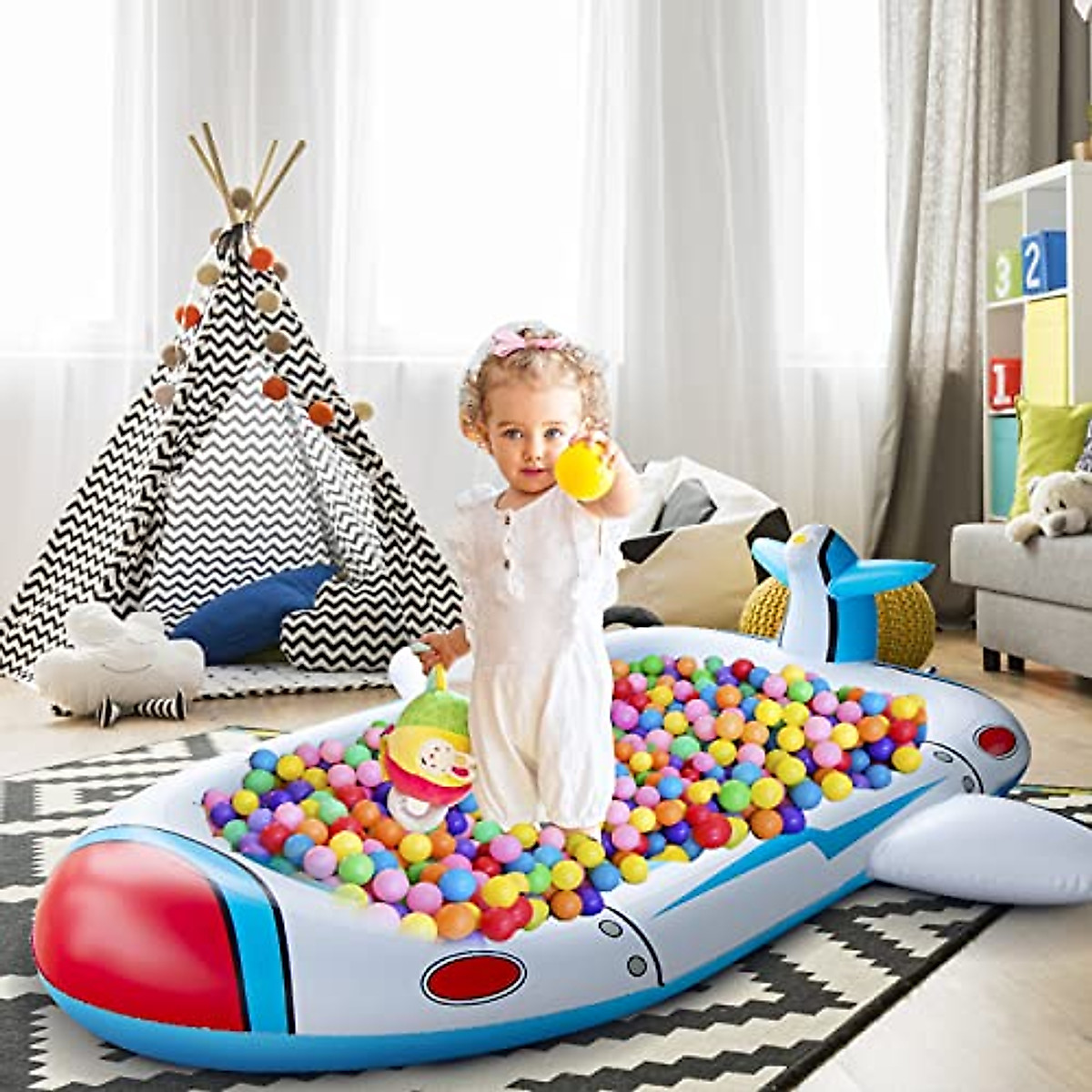 Josen Sprinkler for Kids Outdoor Water Toys,Baby Splash Pad,Inflatable Kiddie Pool for Toddlers,Includeding 4 Rubber Ducks Bath Toys, Birthday Gifts for Boys and Girls - Spacecraft