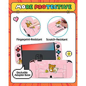 Xinocy (2in1 for Nintendo Switch OLED Case +24 Switch Game Holder Cute Cartoon Bear Slim Protective Cases Soft Shell for Kids Boys Teens Girls Girly Design Funny Aesthetic Covers for Switch OLED 2021