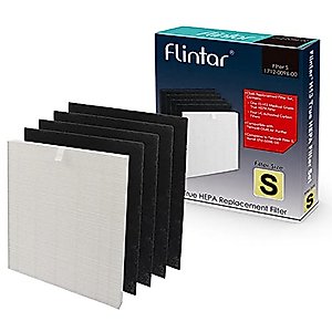 Flintar C545 True HEPA Replacement Filter S, Compatible with Winix C545 Air Purifier, Compares to Winix S Filter 1712-0096-00, 1 H13 Grade True HEPA + 4 Activated Carbon Filters