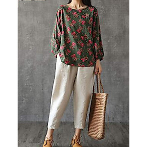 LaovanIn Women's Linen Cropped Pants Tapered Ankle Capris Trousers Elastic Waist X-Large Beige