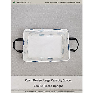 ONOEV Rectangular Folding Laundry Basket, Canvas Basket,Nersury Hamper,Suitable for Children,Office,Bedroom,Clothes,Toys Storage (Blue Whale), 14.9L x10.2Wx9.05H''